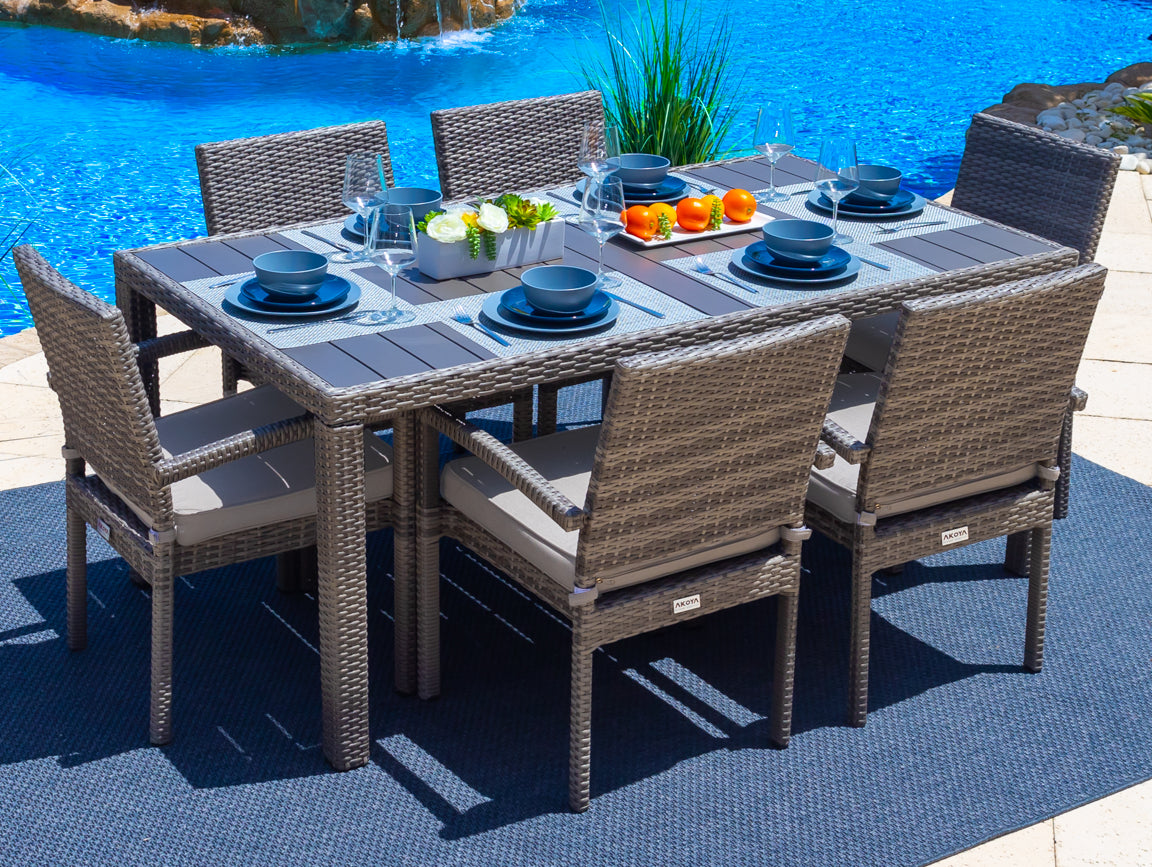 Sorrento 7 Piece Outdoor Dining Table Set in Gray Shop4Patio