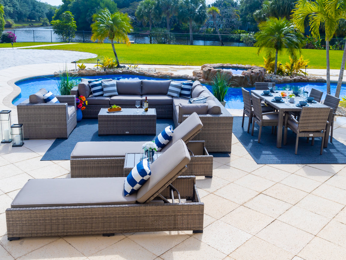 Sorrento 19 Piece Outdoor Patio Furniture Combination Set in Gray ...