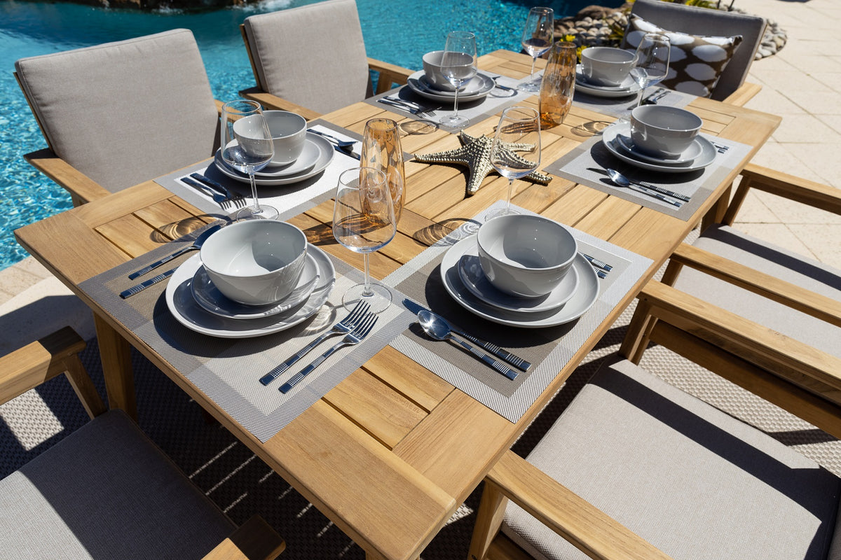 Laguna 7 Piece Outdoor Patio Dining Set in Eucalyptus – Shop4Patio.com