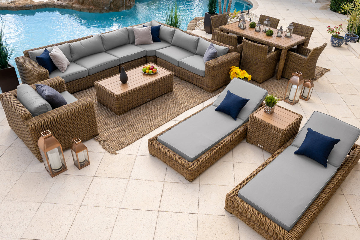 Malmo 16 Piece Outdoor Patio Furniture Combination Set In Natural ...