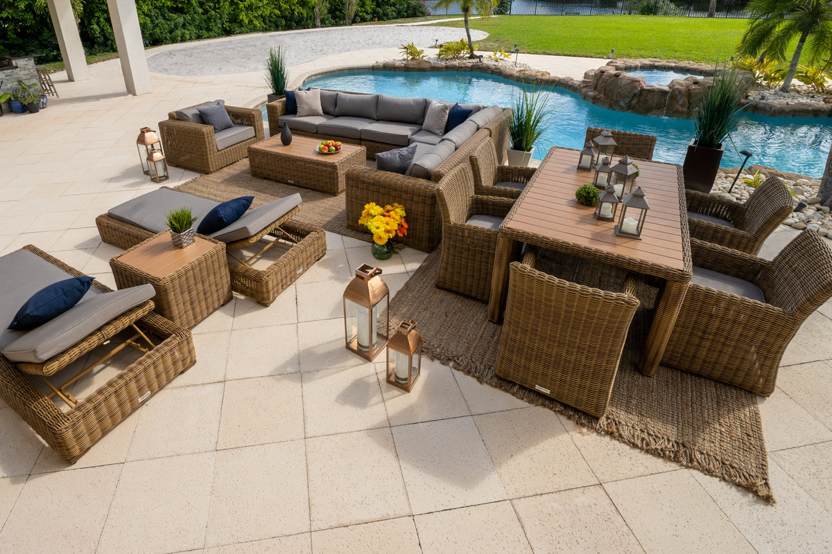 Malmo 16 Piece Outdoor Patio Furniture Combination Set In Natural ...