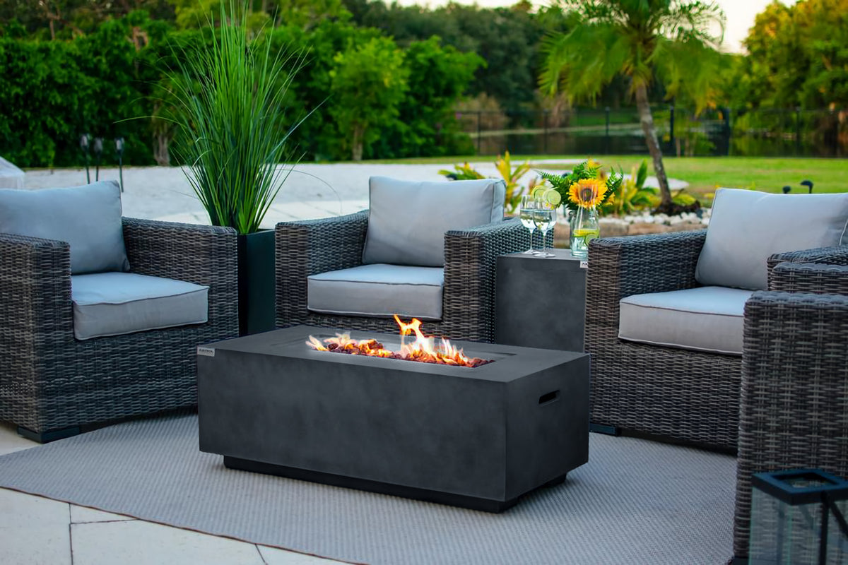 42" Rectangular Outdoor Propane Gas Fire Pit Table in Gray – Shop4Patio.com